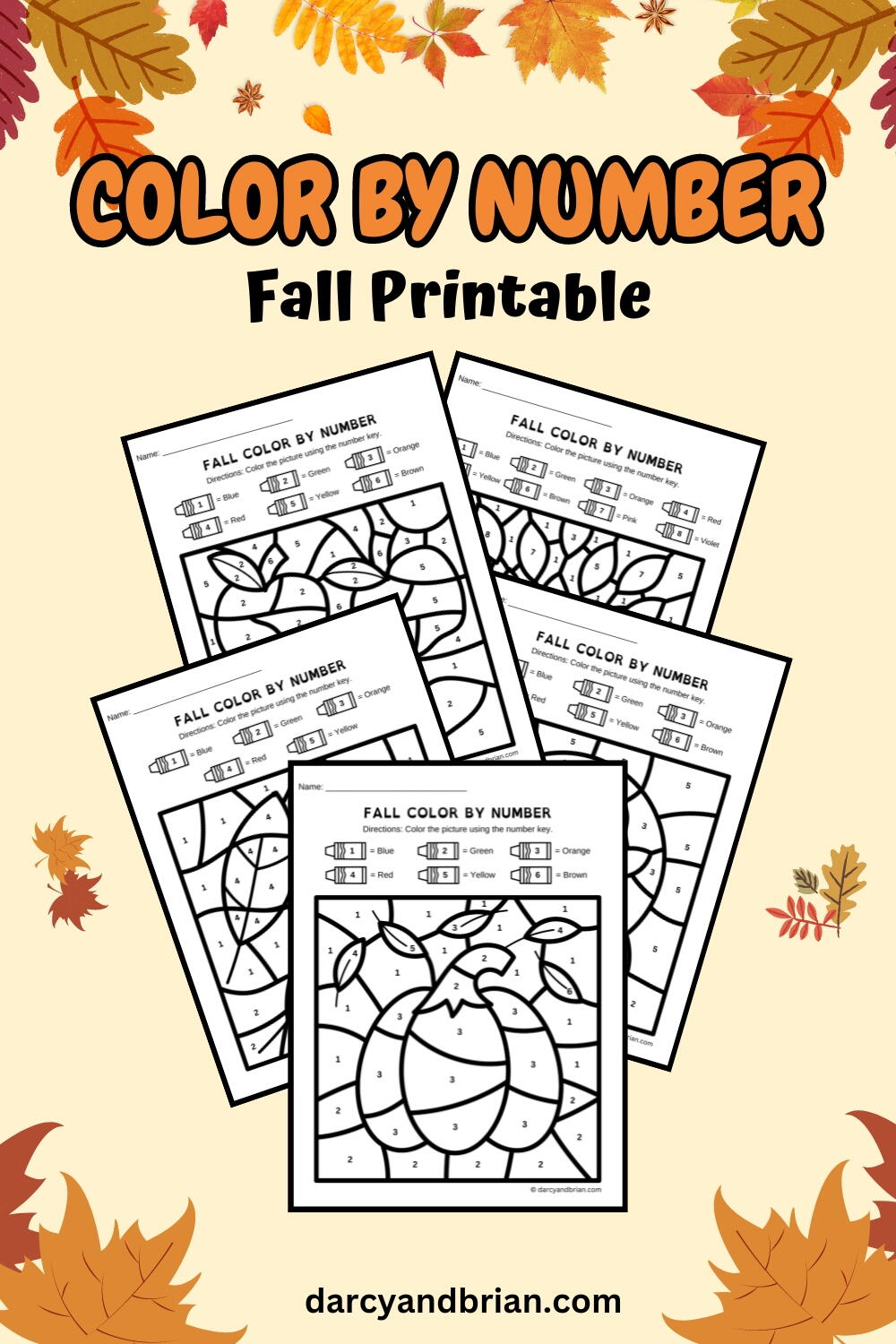 Color By Number Fall Printable | AllFreeKidsCrafts.com