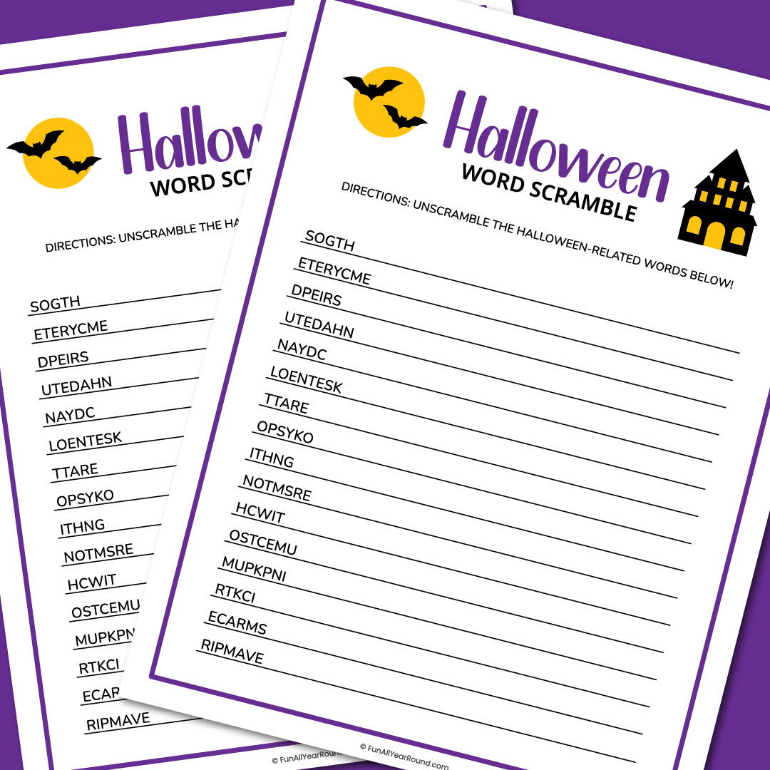 Halloween Word Scramble | AllFreePaperCrafts.com