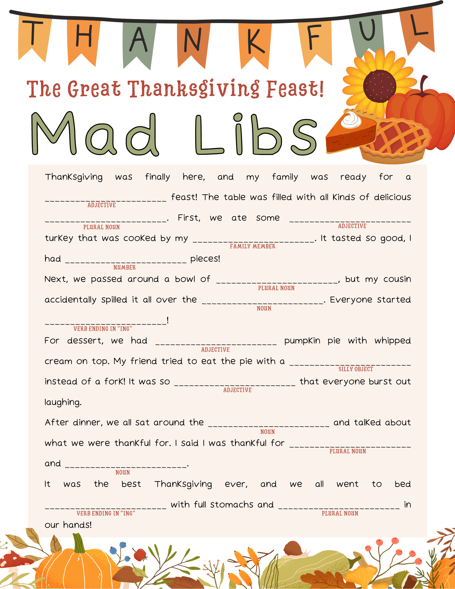 Thanksgiving Mad Libs | FaveCrafts.com