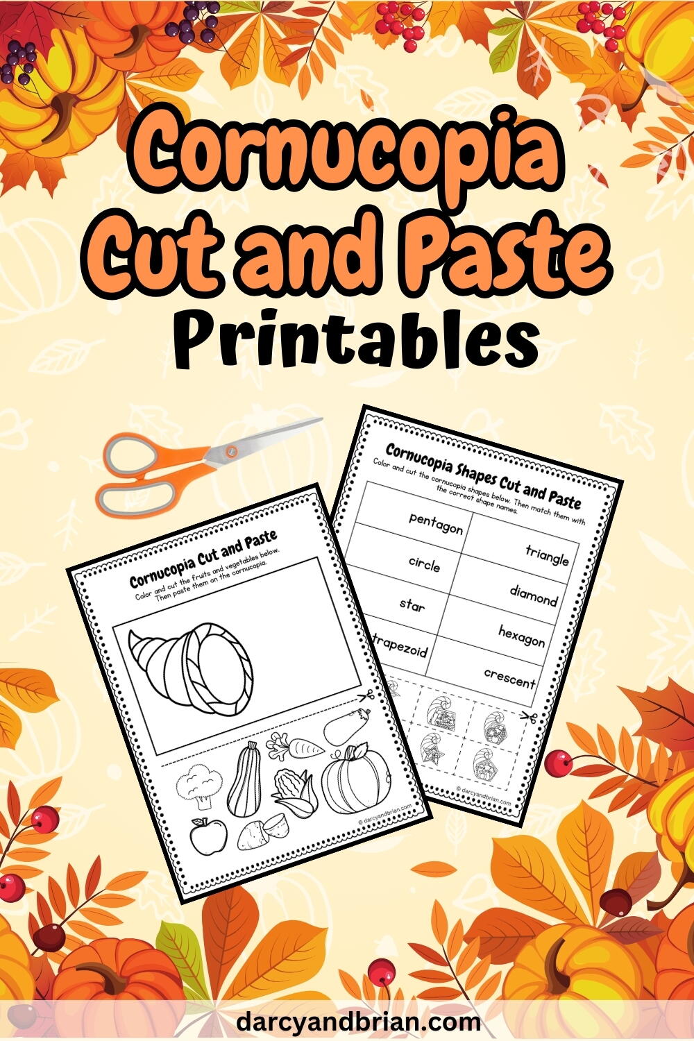 Cornucopia Cut And Paste Printables | AllFreeKidsCrafts.com