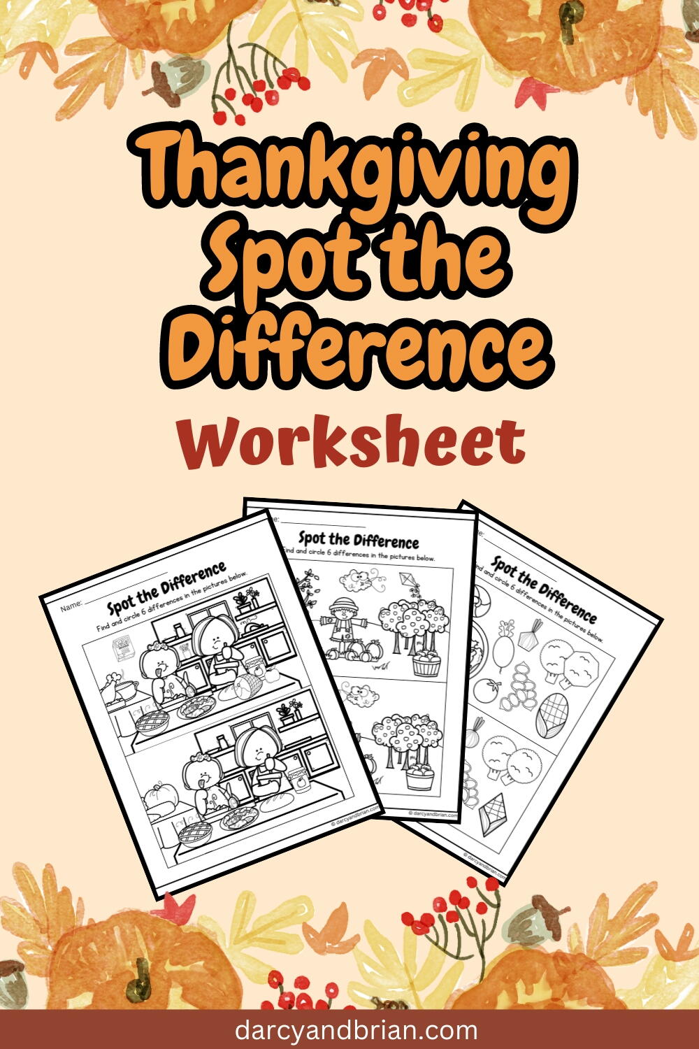 Thanksgiving Spot The Difference Printable | AllFreeKidsCrafts.com