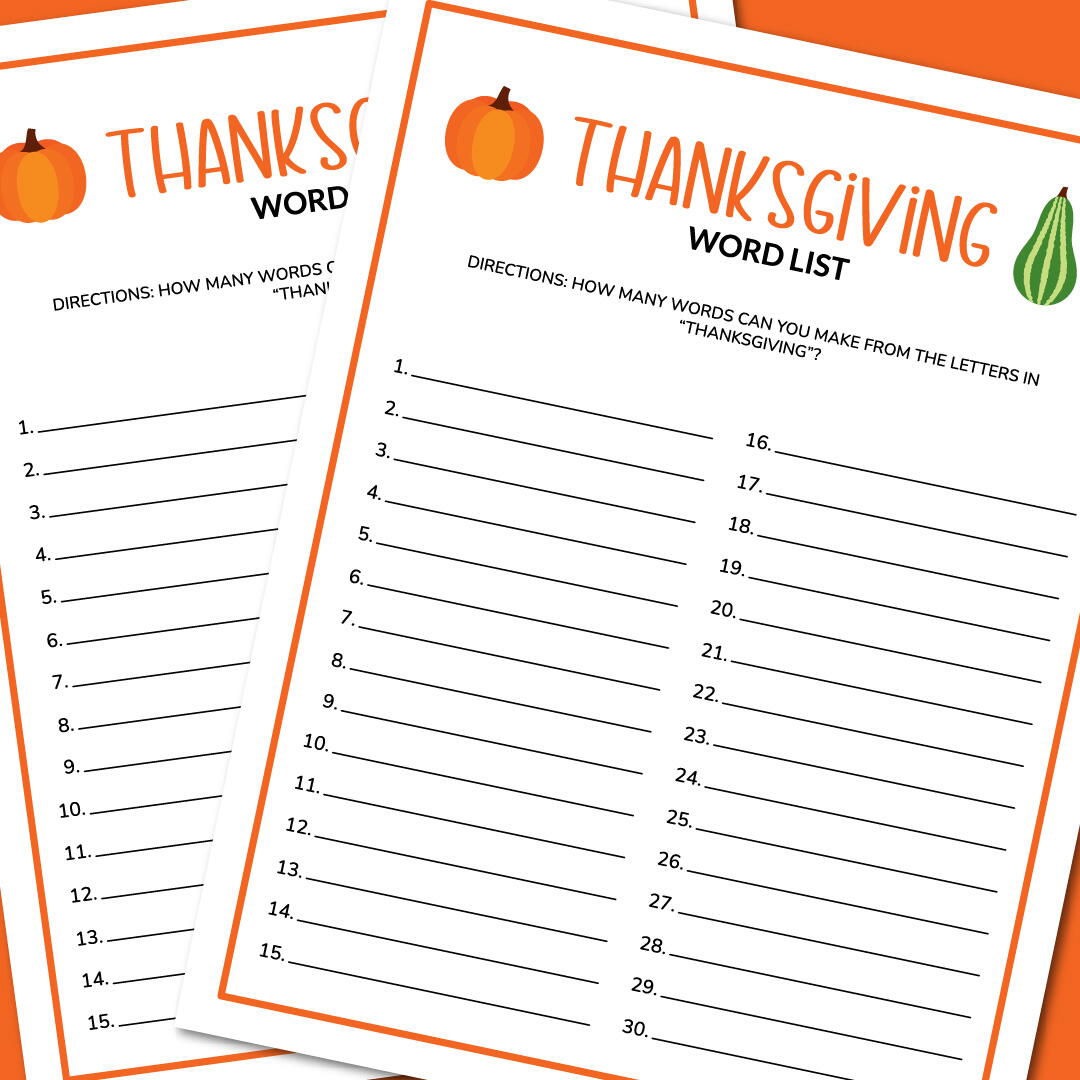 Thanksgiving Word List | FaveCrafts.com