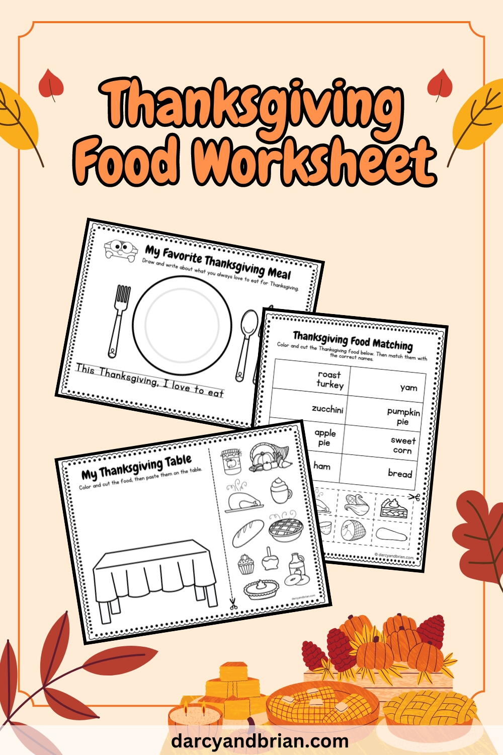 Thanksgiving Food Worksheet | AllFreeKidsCrafts.com