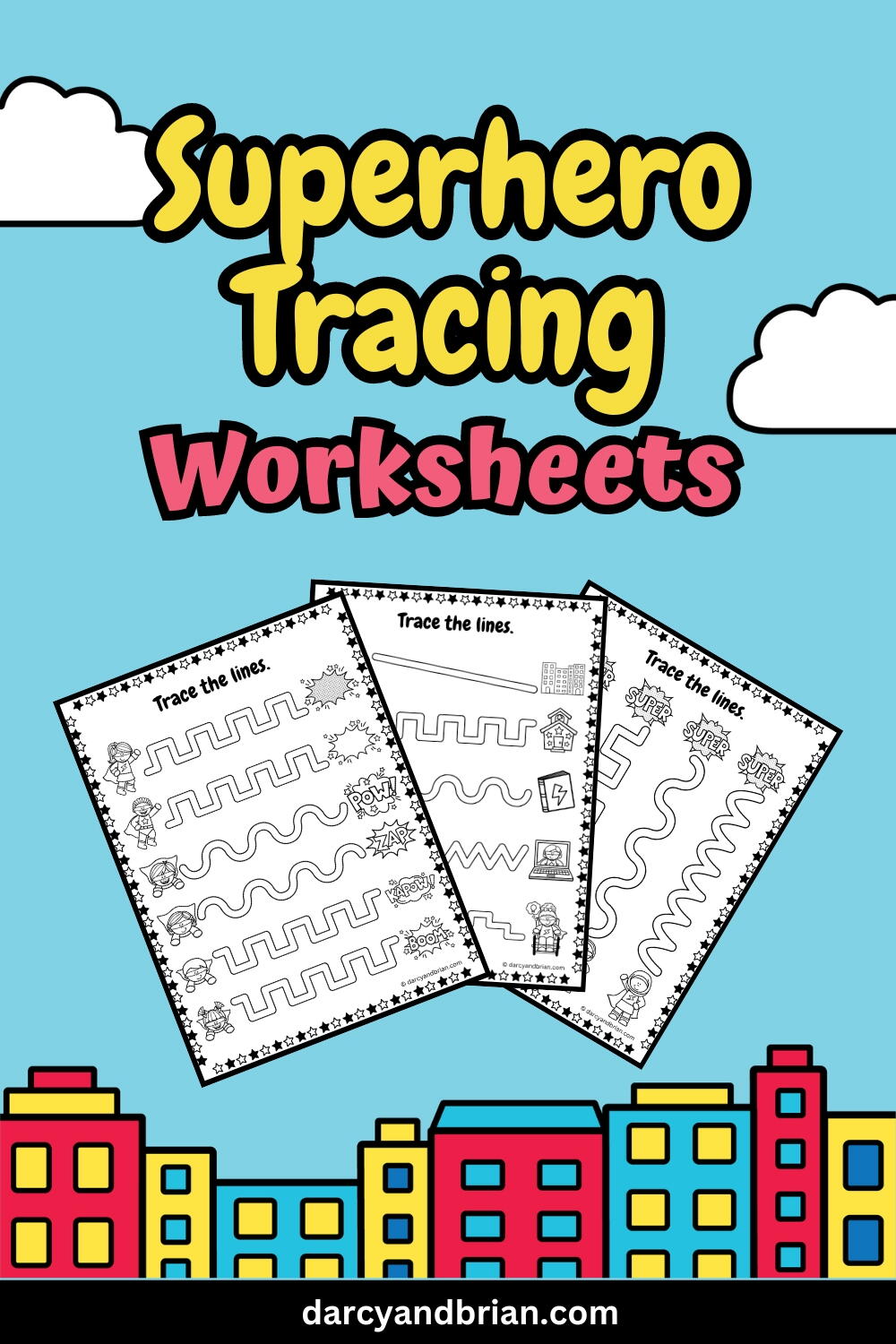 Superhero Tracing Worksheets | AllFreePaperCrafts.com