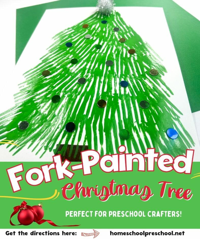 Fork-painted Christmas Tree Art Project | AllFreeHolidayCrafts.com