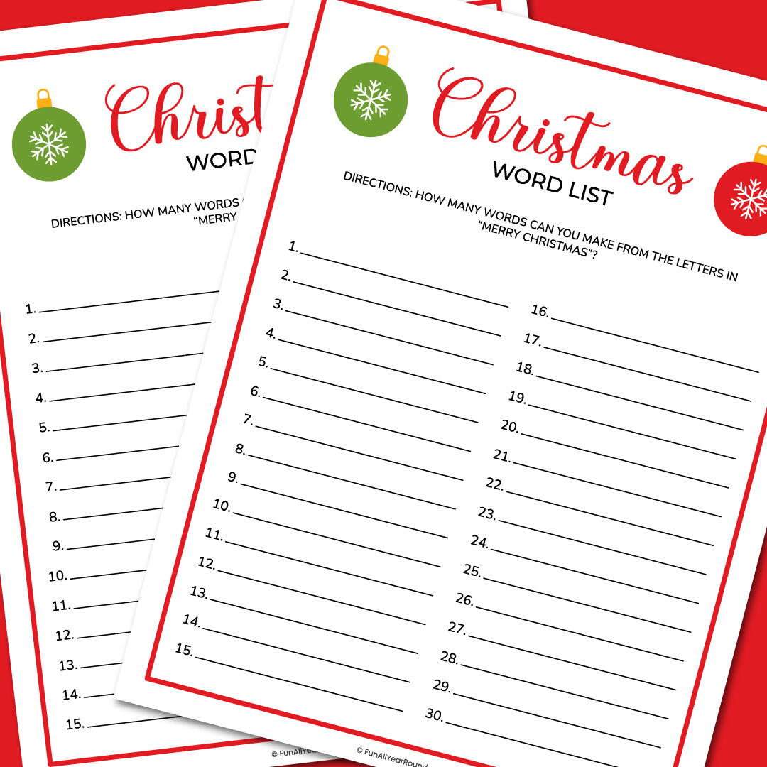 Christmas Word List | AllFreeKidsCrafts.com