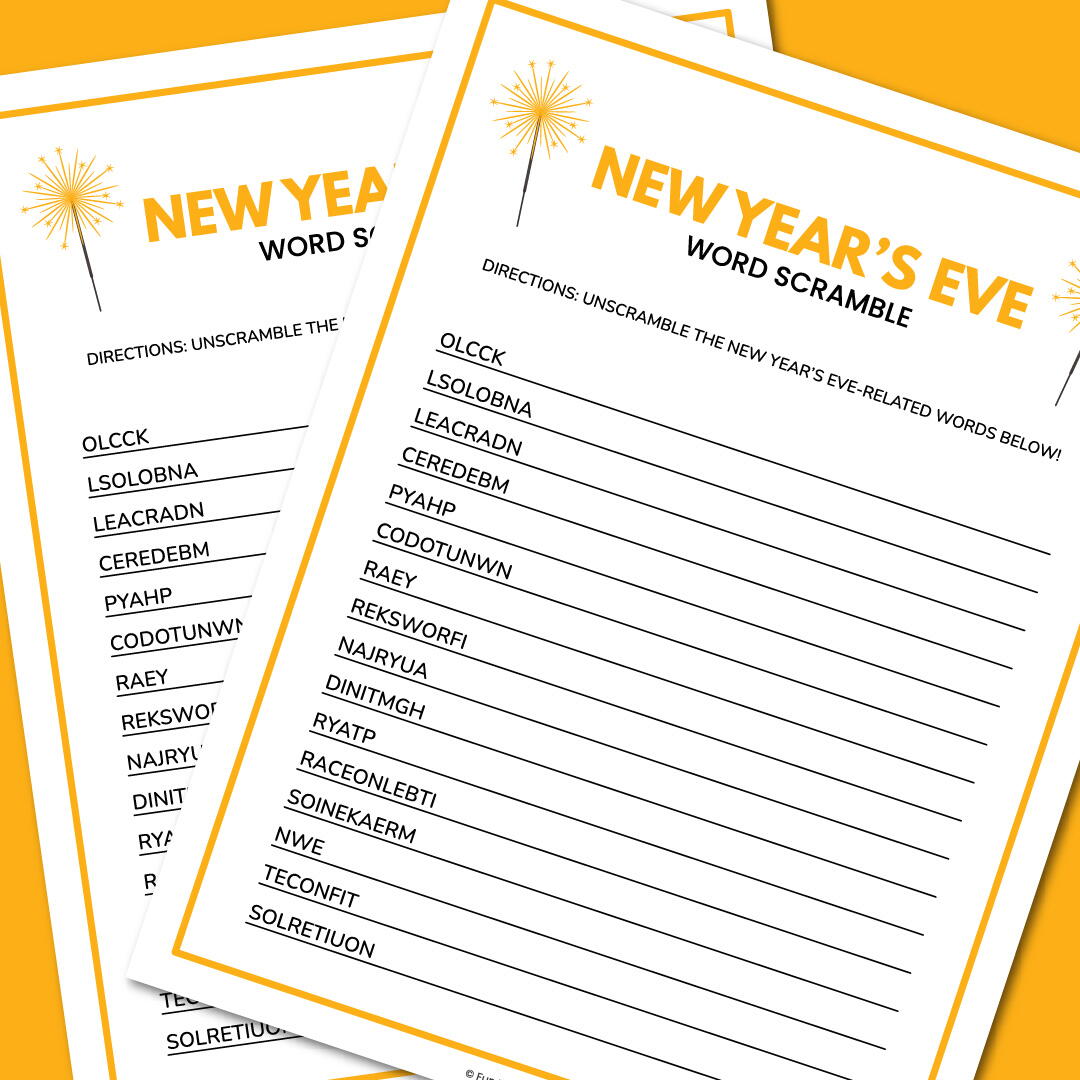 New Year’s Eve Word Scramble | AllFreeKidsCrafts.com