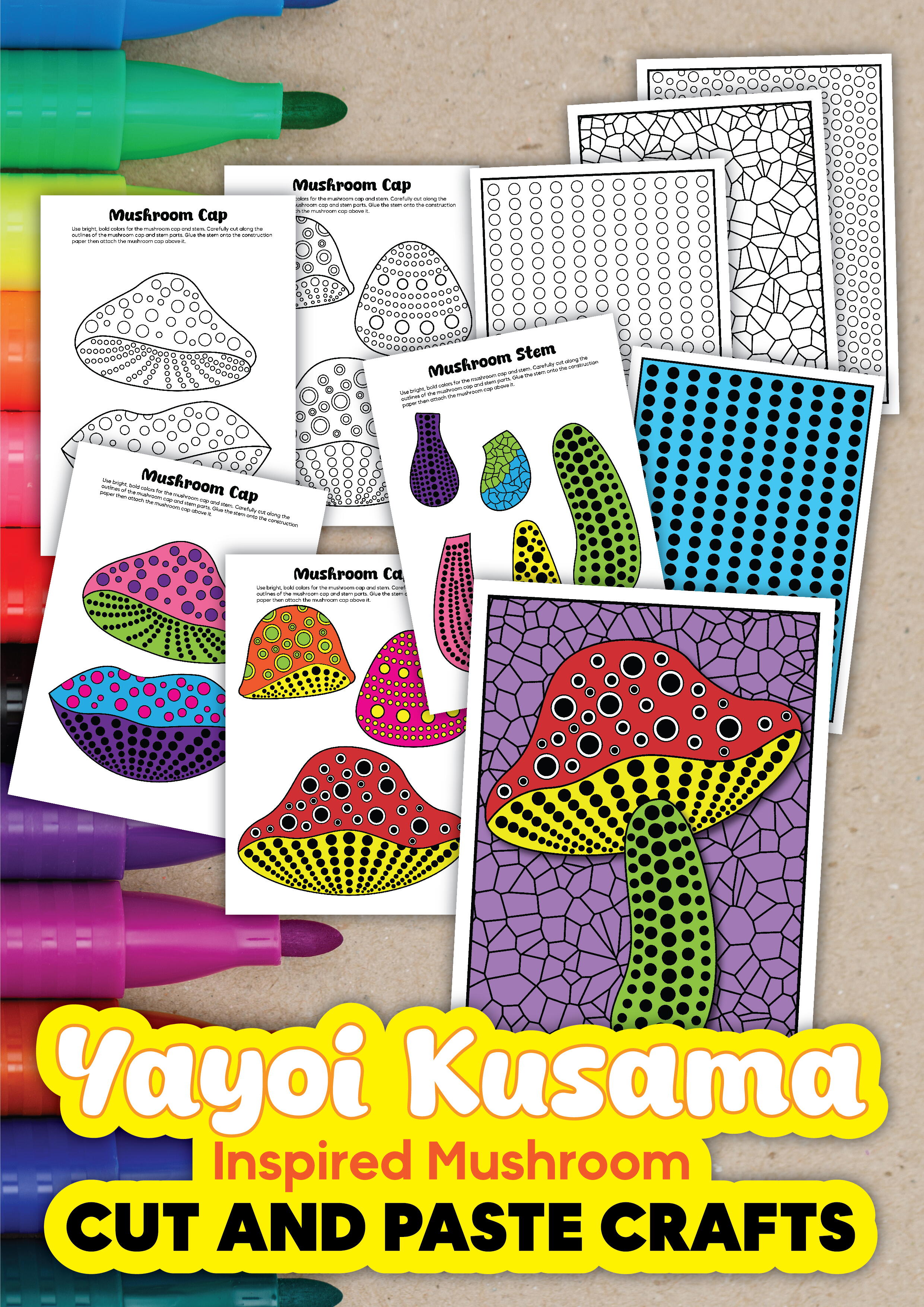 Yayoi Kusama Inspired Mushrooms | AllFreePaperCrafts.com