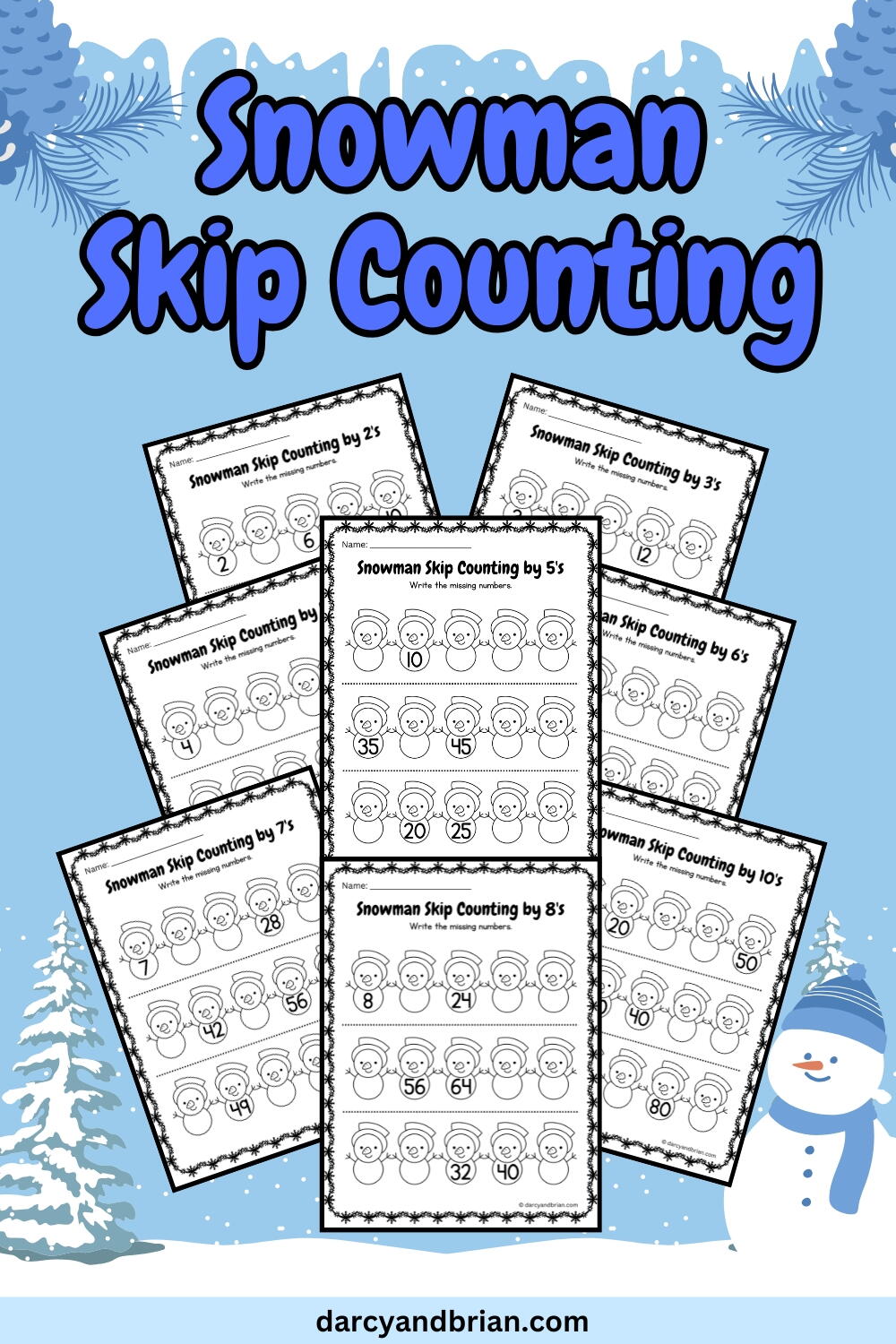 Snowman Skip Counting | AllFreePaperCrafts.com