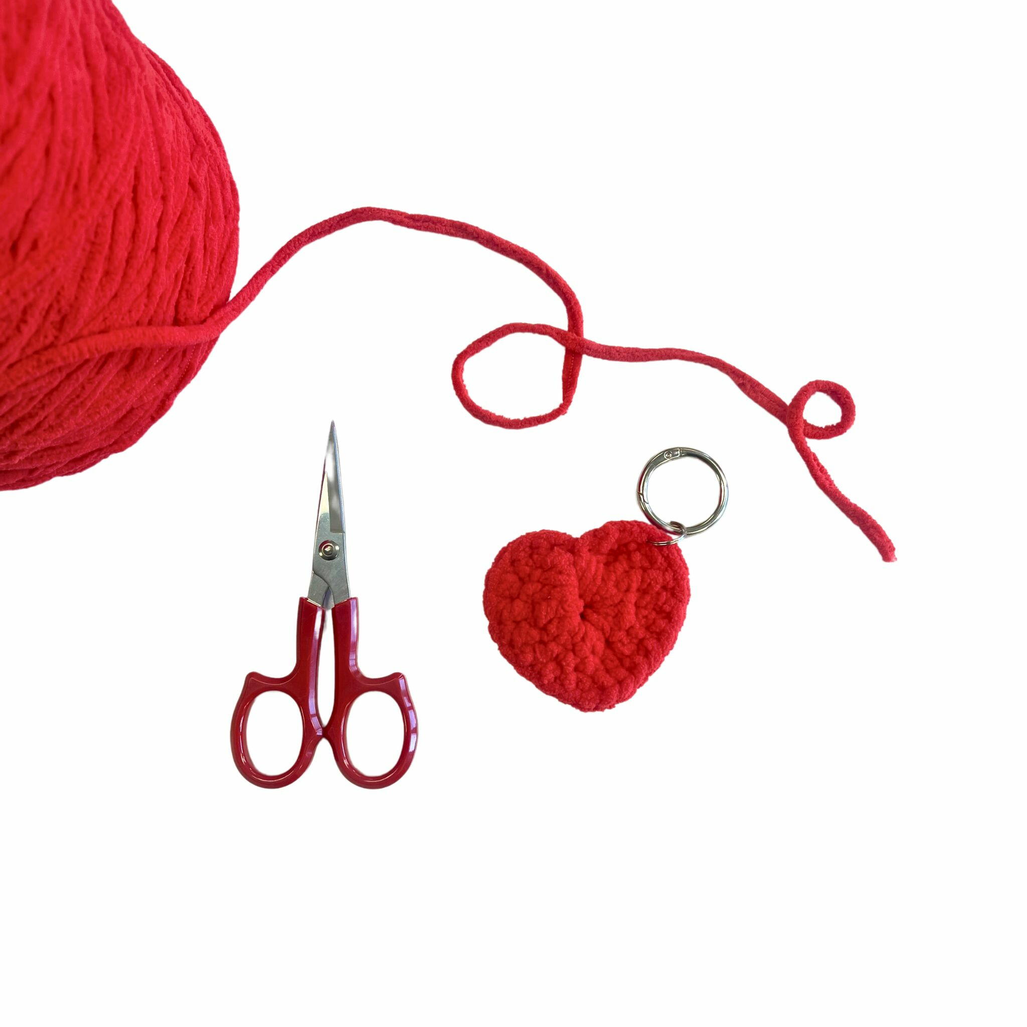 Crochet Heart Keychain Free Pattern | FaveCrafts.com