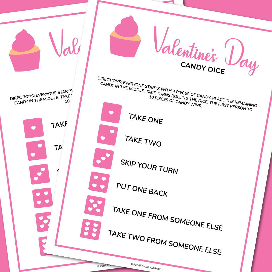 Valentine’s Day Candy Dice | AllFreePaperCrafts.com