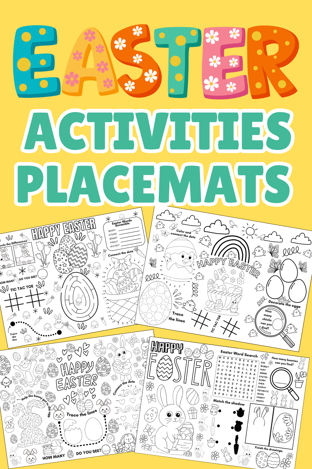 4 Printable Easter Activities Placemats | AllFreePaperCrafts.com