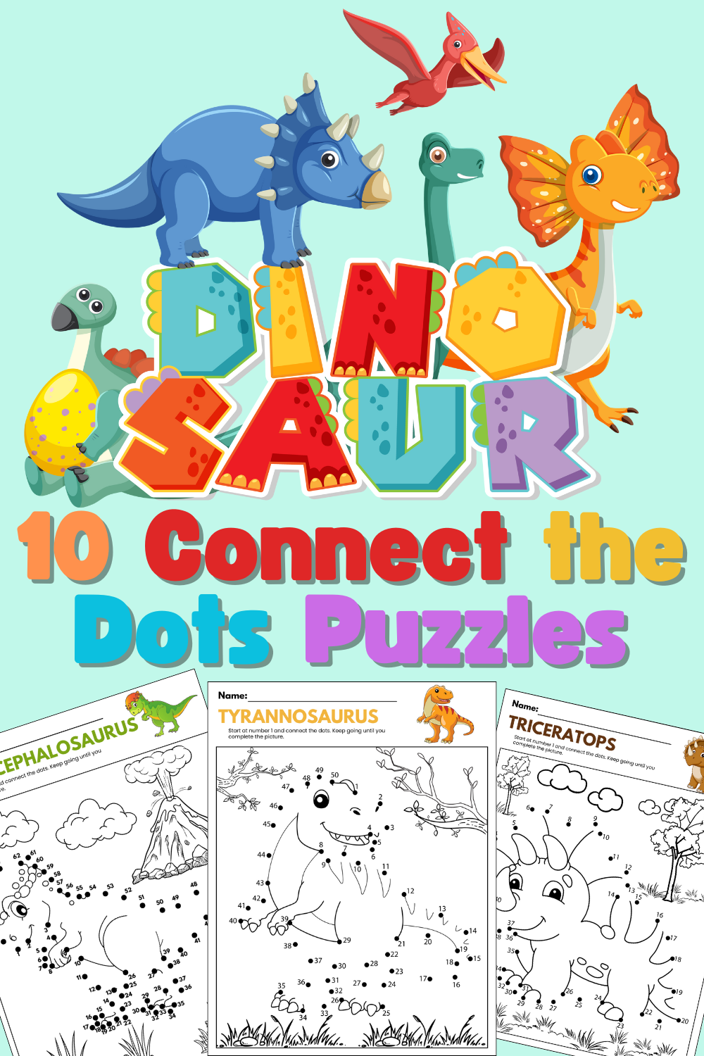 10 Printable Dinosaur Connect The Dots Puzzles | FaveCrafts.com