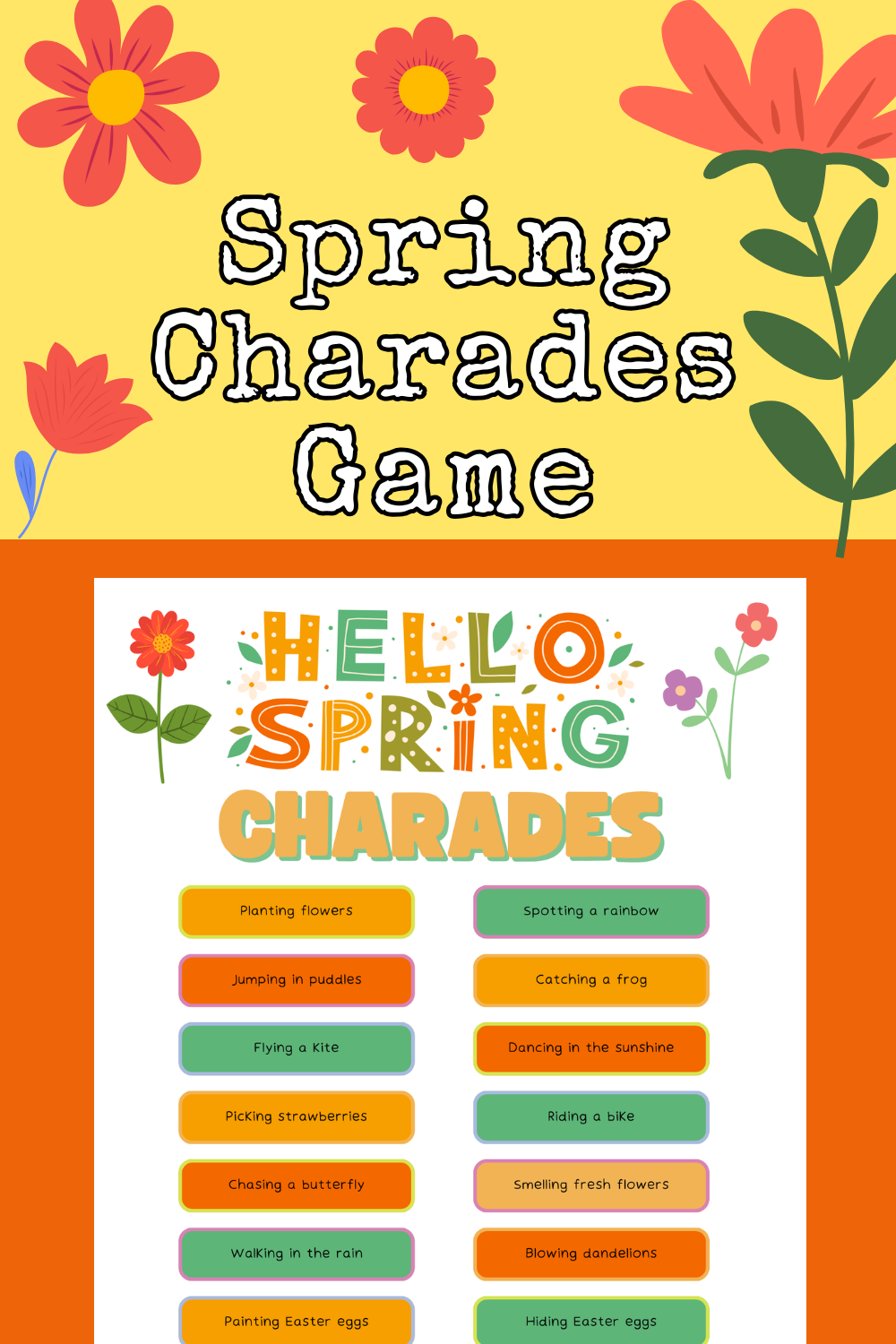 Spring Charades Game | CheapThriftyLiving.com