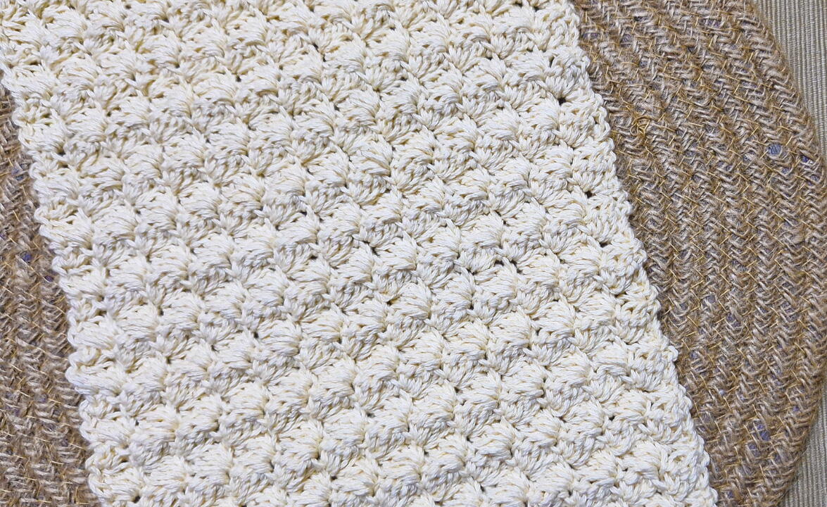 Easy Textured Crochet Farmhouse Table Runner | AllFreeChristmasCrafts.com