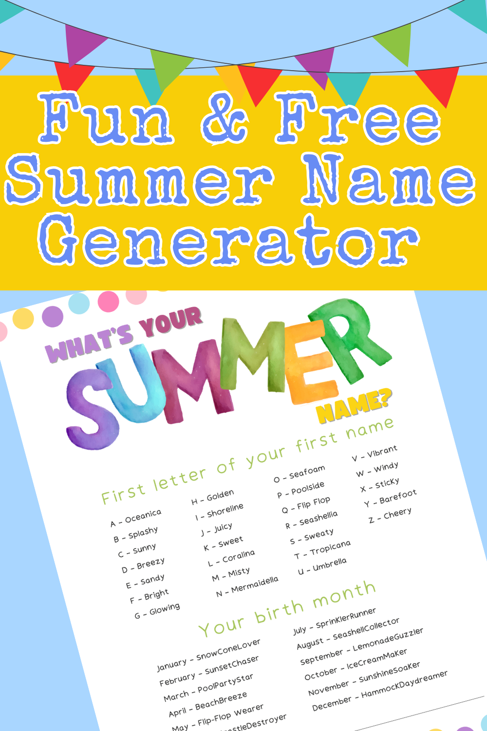 Printable Summer Name Generator | AllFreePaperCrafts.com