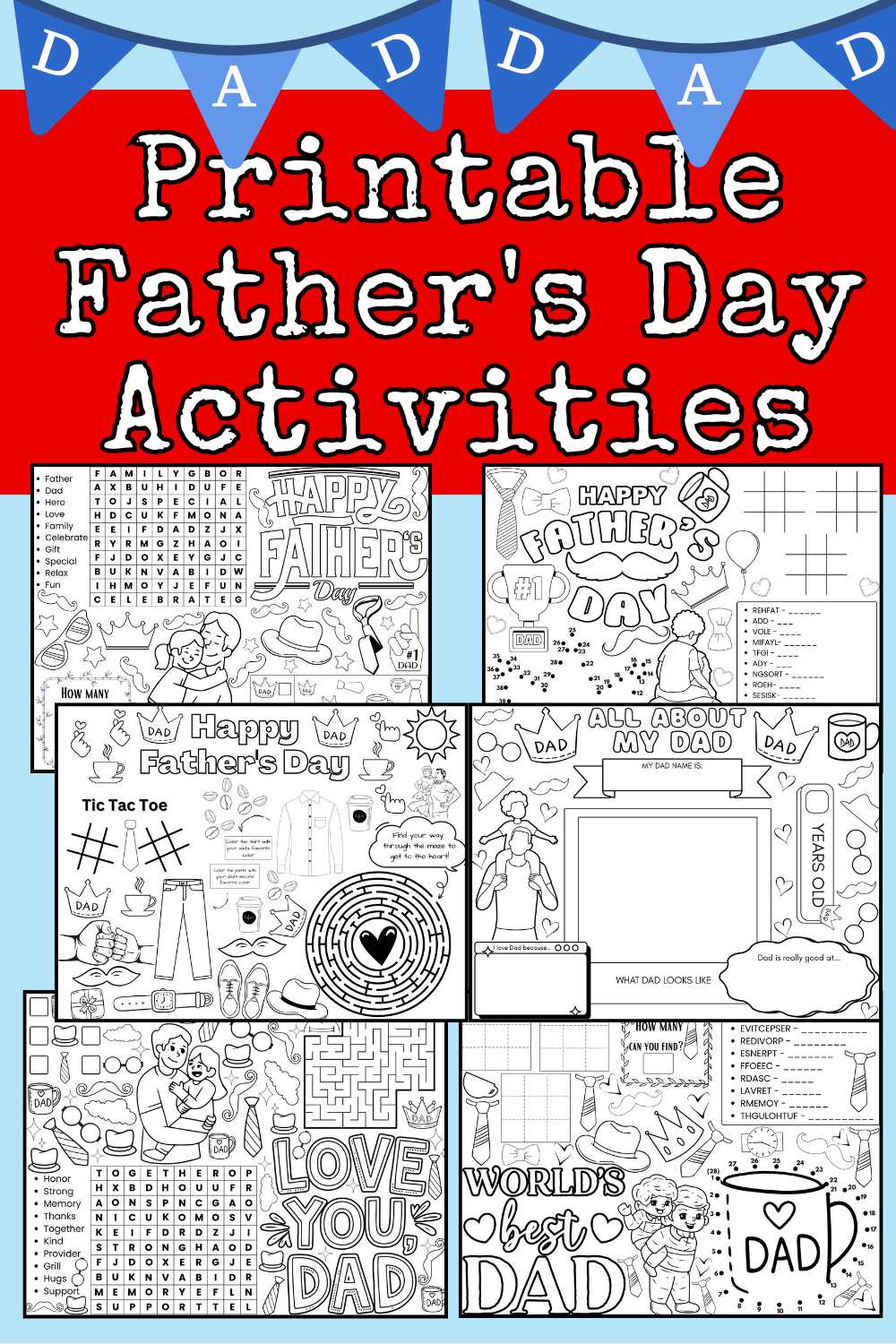7 Pages Of Printable Father’s Day Activities | AllFreeKidsCrafts.com