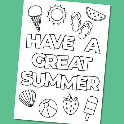 Have A Great Summer Coloring Card | DIYIdeaCenter.com
