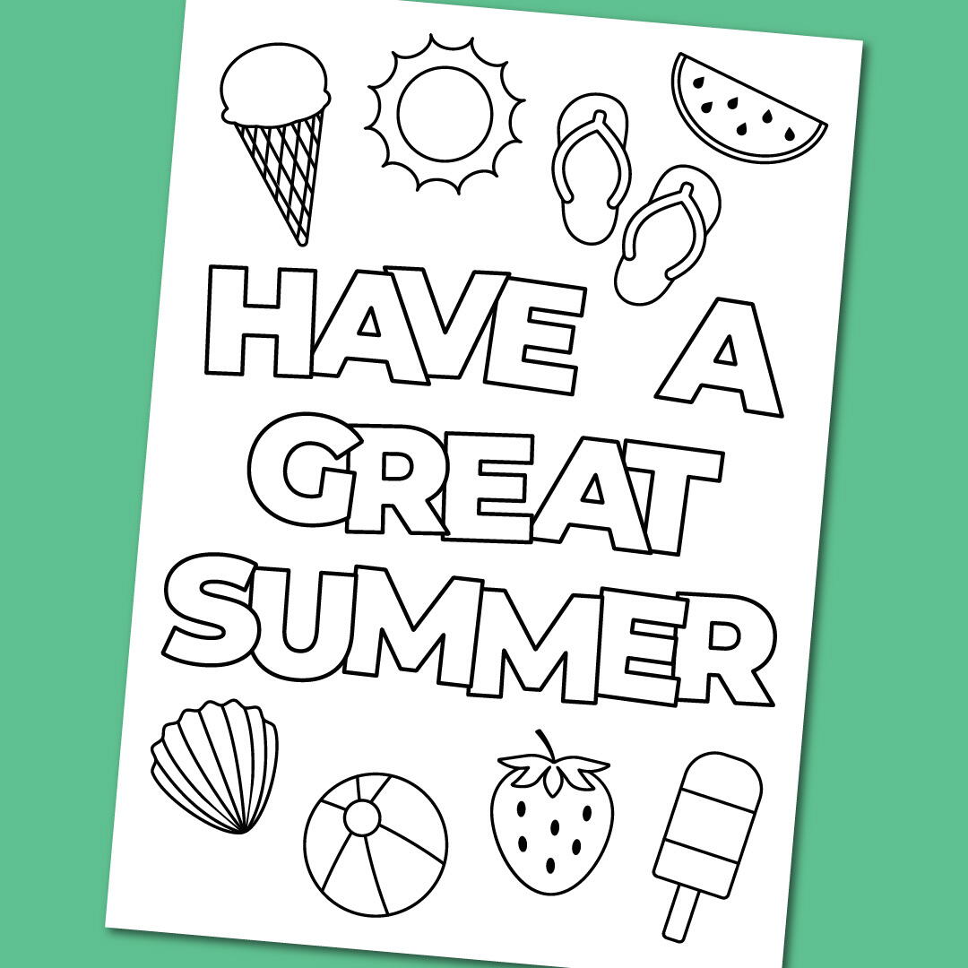 Have A Great Summer Coloring Card | AllFreeKidsCrafts.com