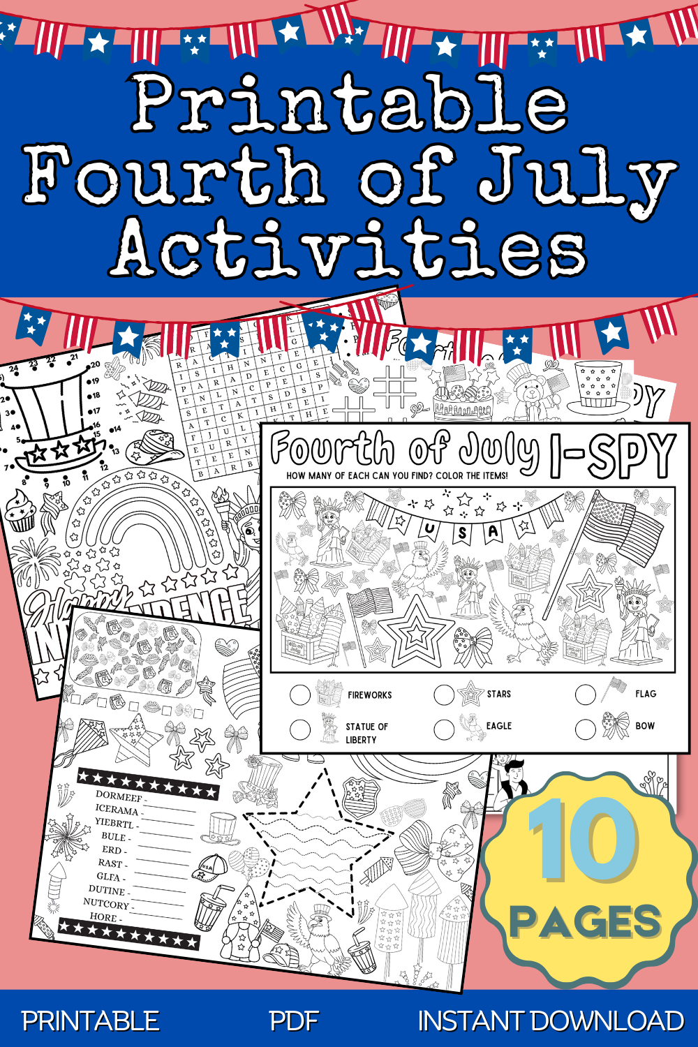10 Free Pages Of Printable Fourth Of July Activities ...