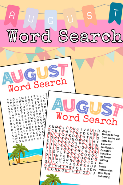 Printable Easy August Word Search And Answer Key | DIYIdeaCenter.com