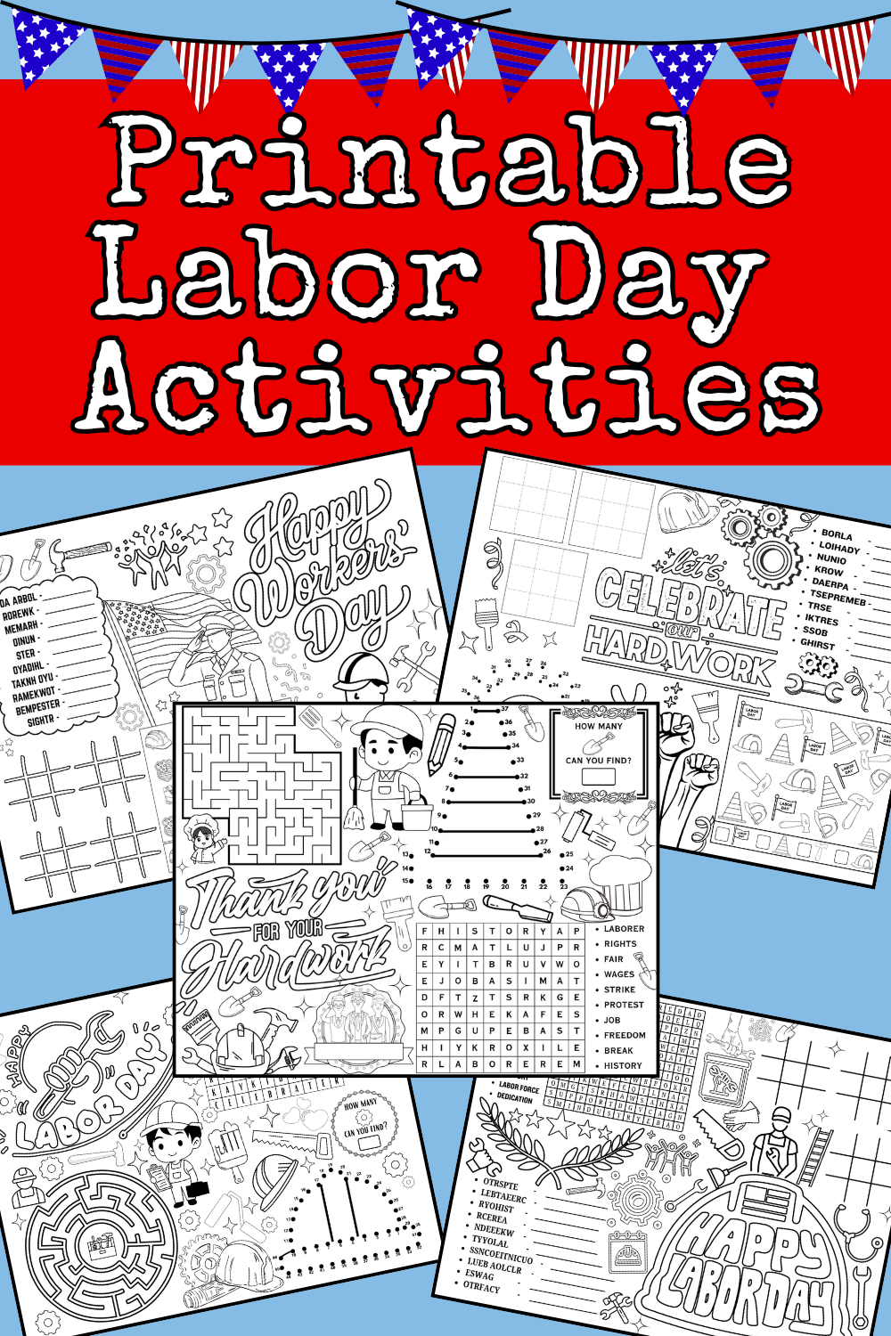 5 Printable Labor Day Activities Pages | DIYIdeaCenter.com