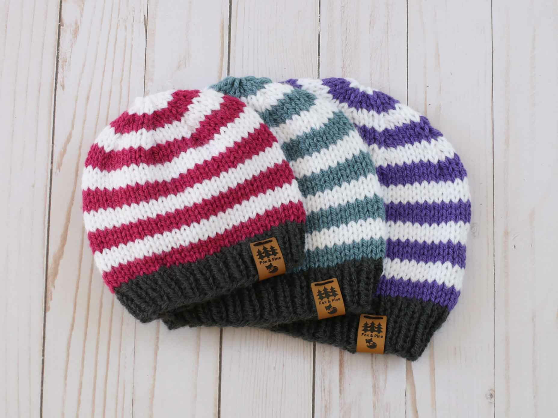 Easy Worsted Weight Striped Hat Knitting Pattern | AllFreeKnitting.com