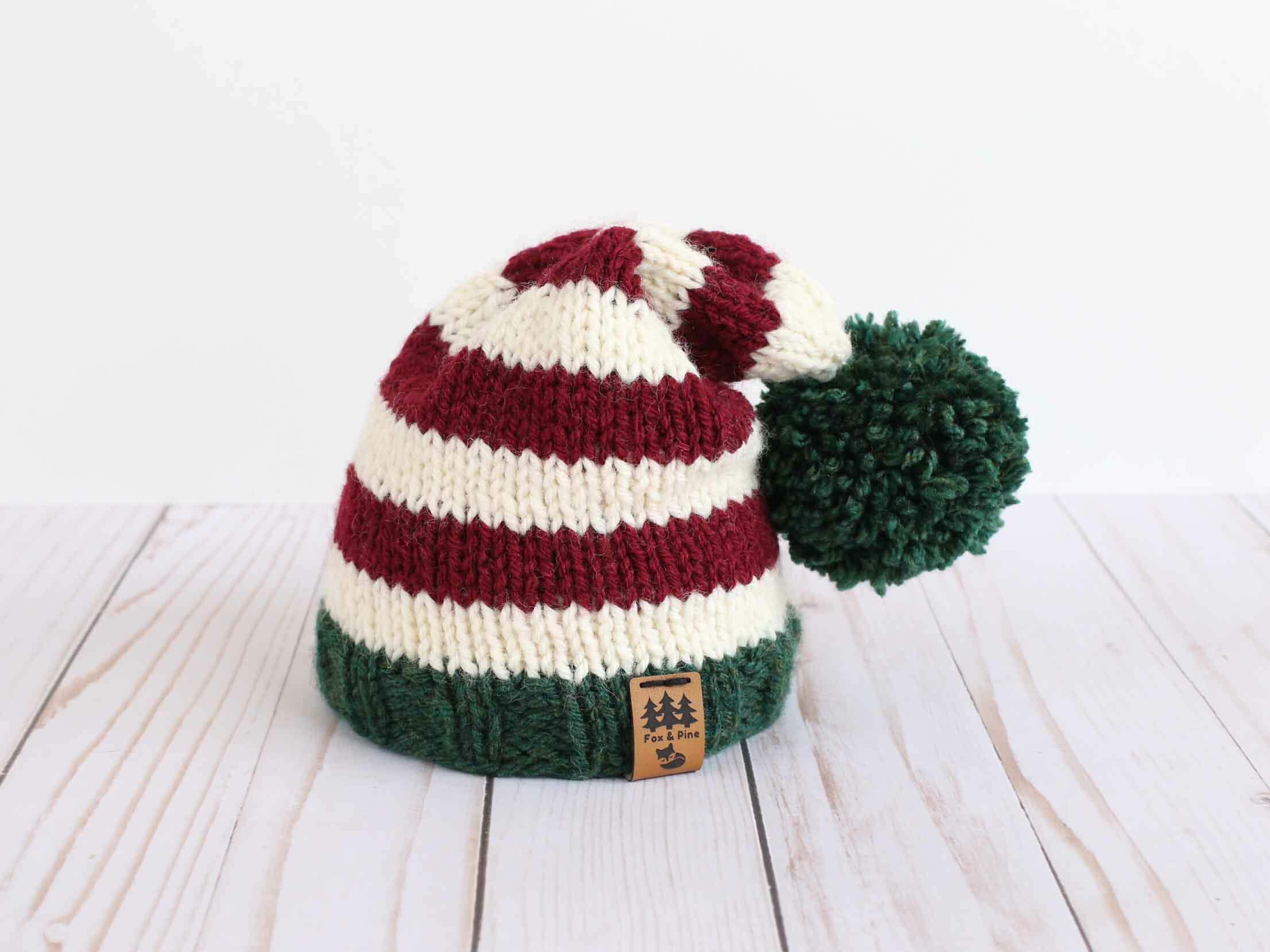 Classic Elf Christmas Stocking Cap Hat | AllFreeKnitting.com