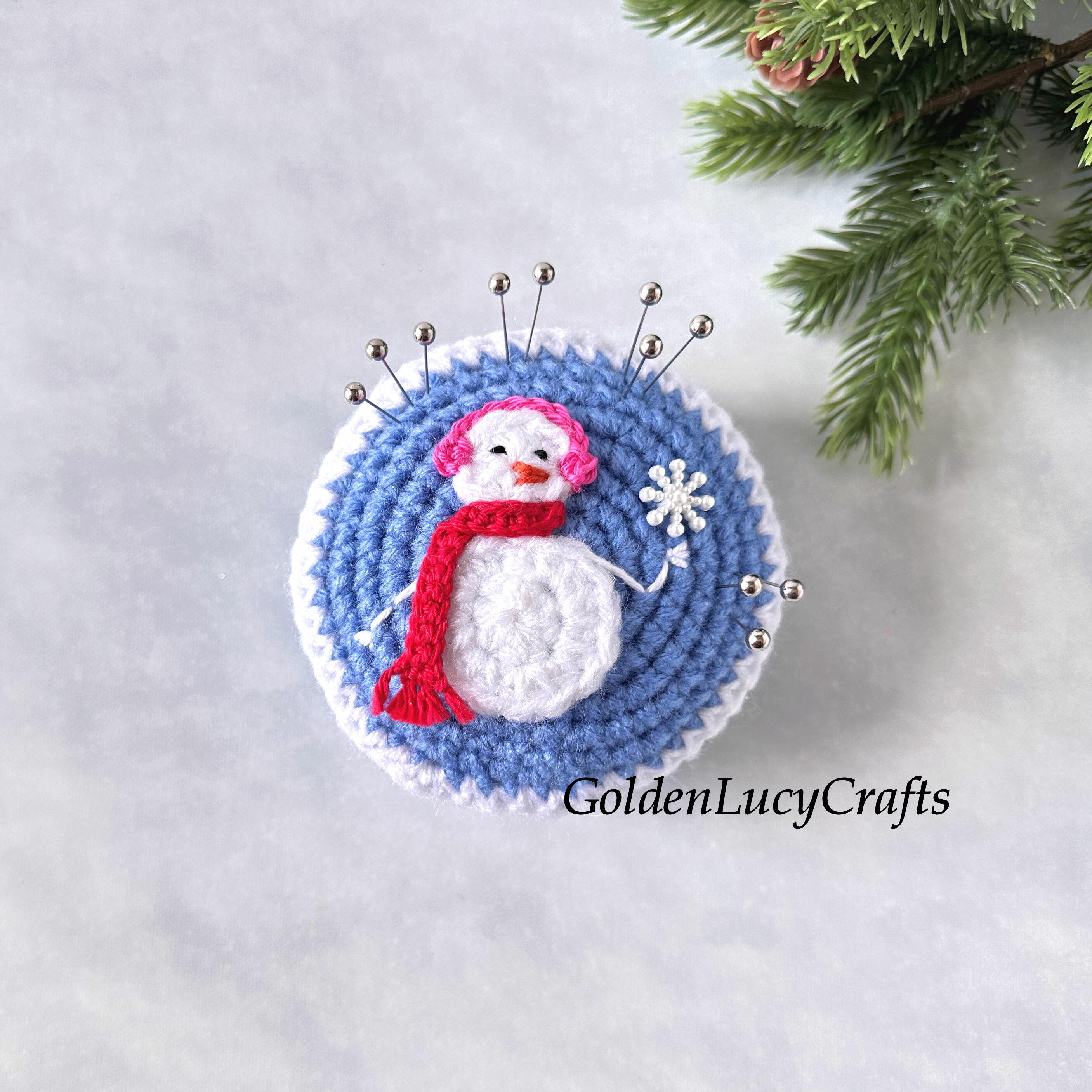 Crochet Snowman Pincushion | AllFreeCrochet.com