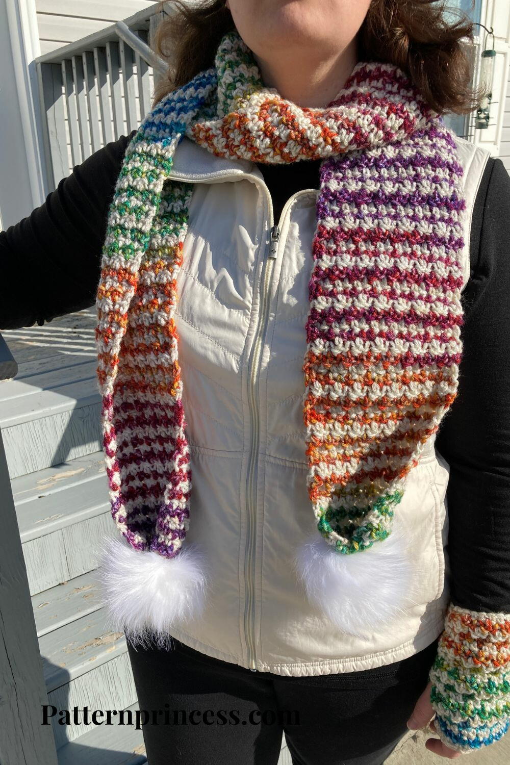 Frost Blossom Pom Scarf Crochet Pattern | AllFreeCrochet.com